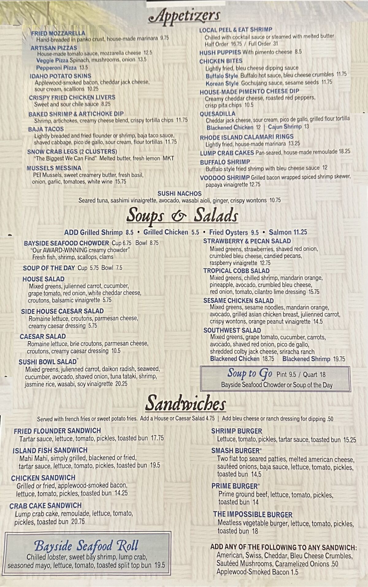 Black Marlin Menu Hilton Head delivered by Express Restaurant Delivery