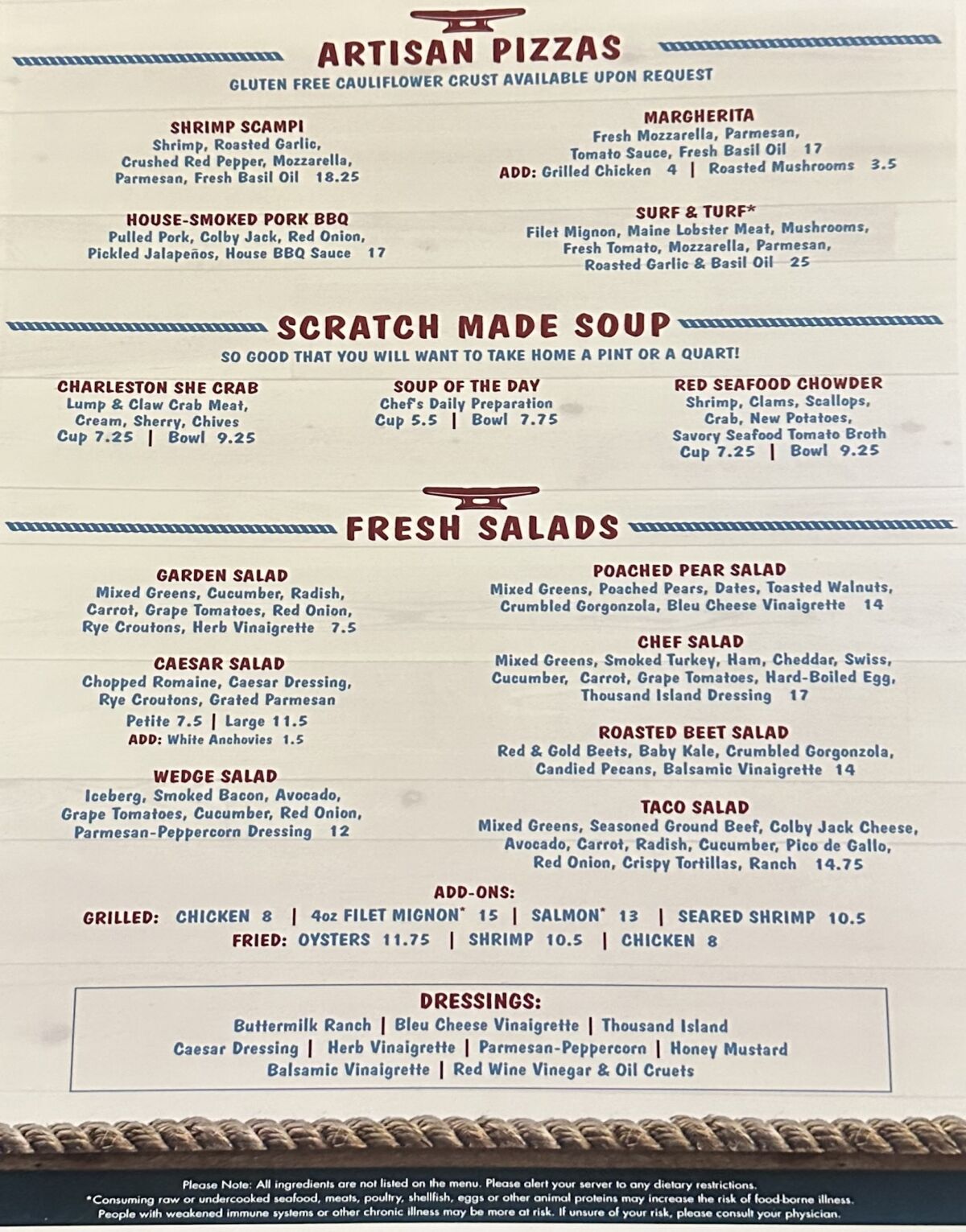 Dockside Menu by Express Restaurant Delivery for Food Delivery