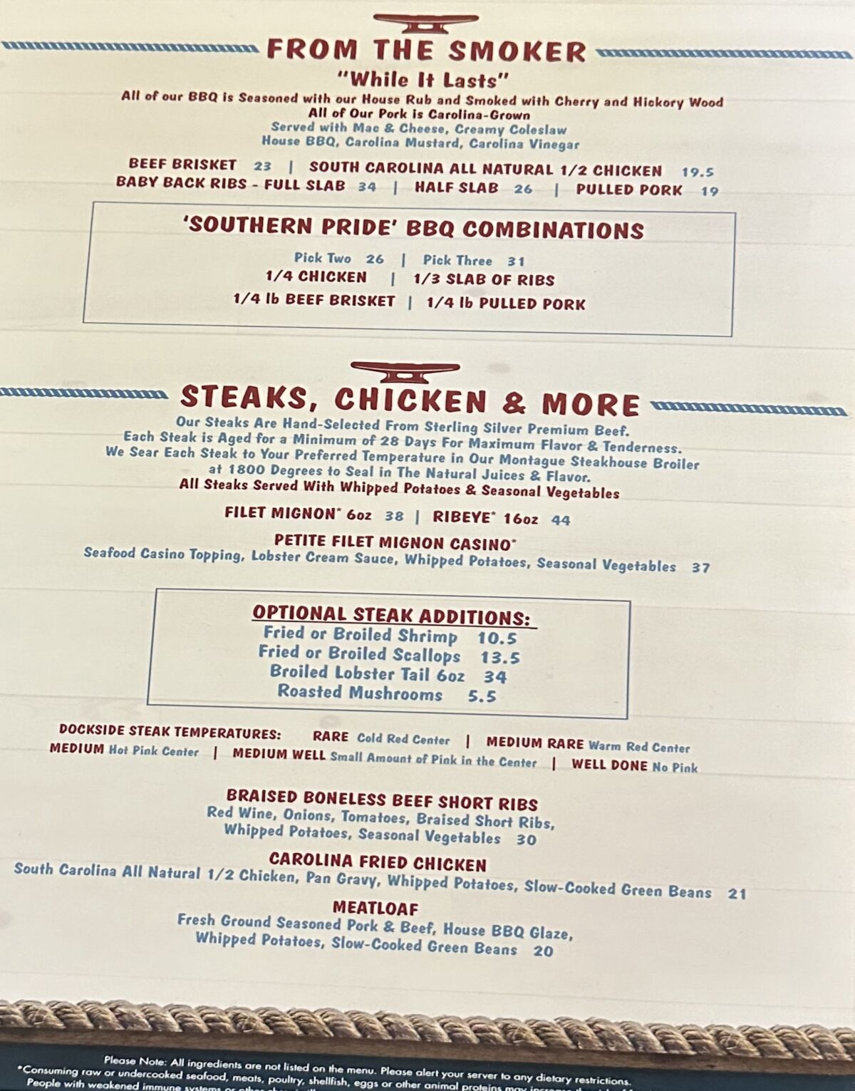 Dockside Menu by Express Restaurant Delivery for Food Delivery