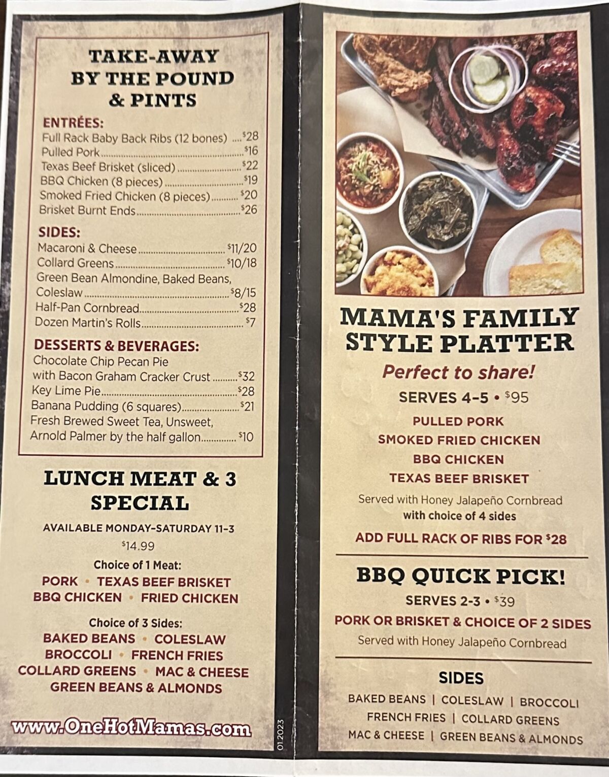 One Hot Mamas Menu by Express Restaurant Delivery