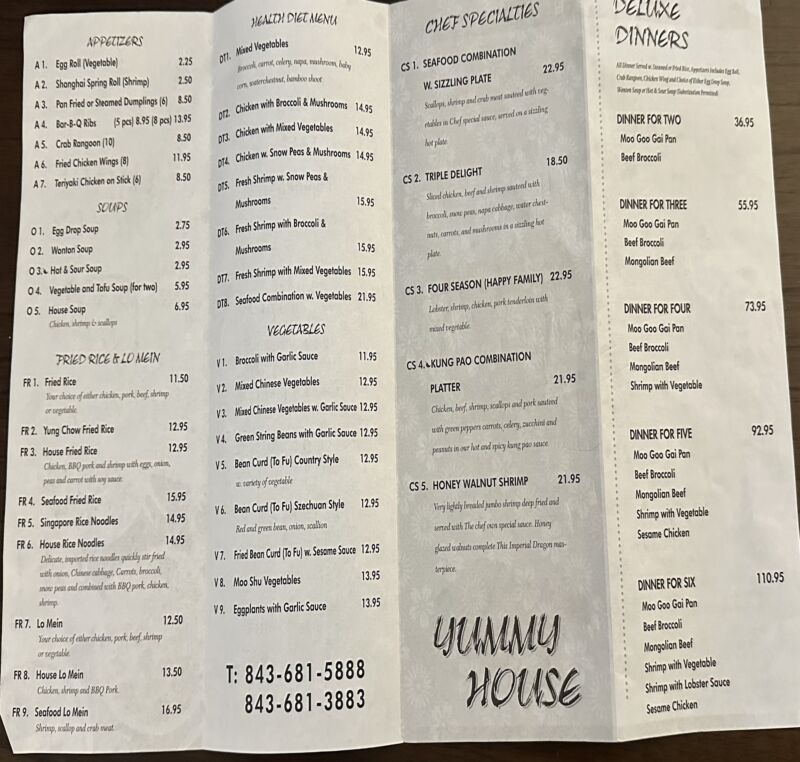 Yummy House Menu delivered by Express Restaurant Delivery